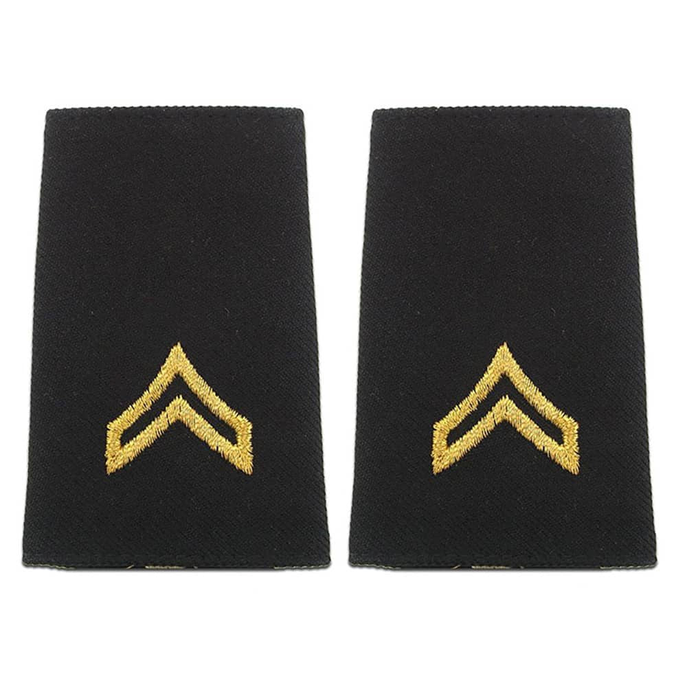 Army Corporal CPL Rank Epaulets - Short - Gold on Black for ASU ...