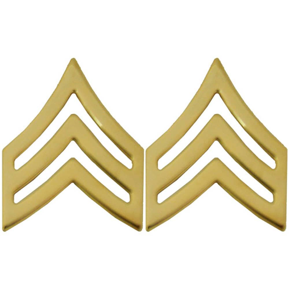 Sergeant Chevron Pins E5 SGT Gold Army Rank Insignia - Pair For ASU or ...