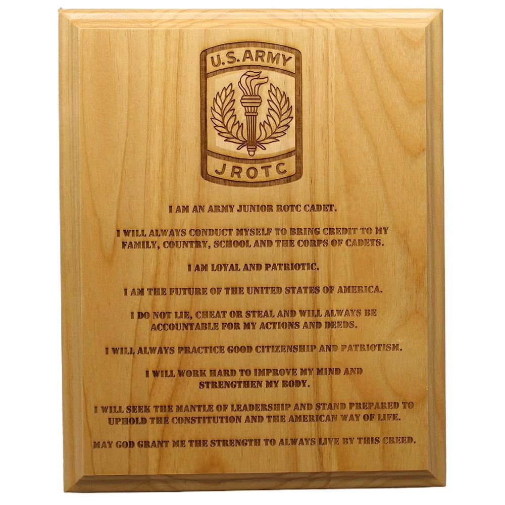 JROTC Cadet Creed Wood Plaque – 8"x10" Personalized ROTC Award | Laser ...