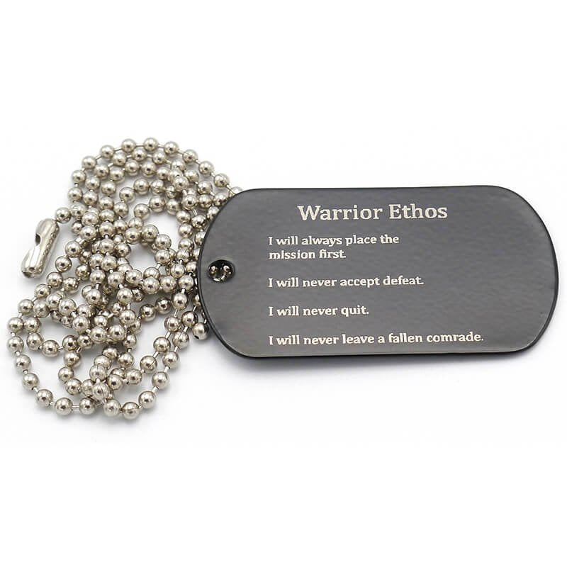 Black Custom Dog Tag Necklace – Military Style with Engraved Text ...